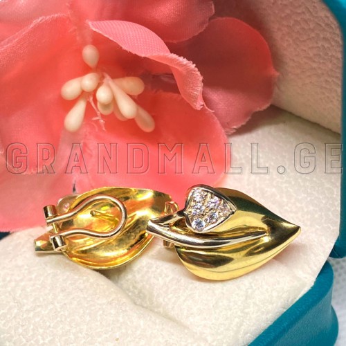 ოქროს საყურეები ფოთლები, ევროპული (სინჯი 750) | ყიდვა